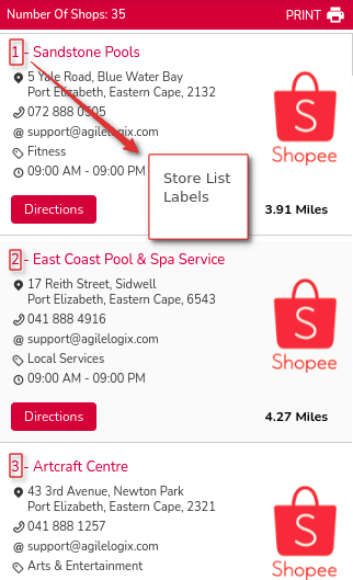 Labeling the Markers and Store List - Agile Store Locator WordPress Plugin